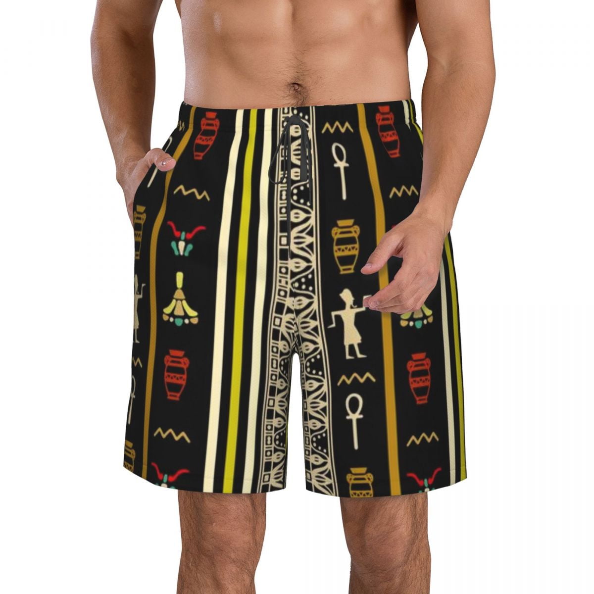 Egypt Hieroglyphs Tribal Quick Dry Swimming Shorts For Men Swimwear ...