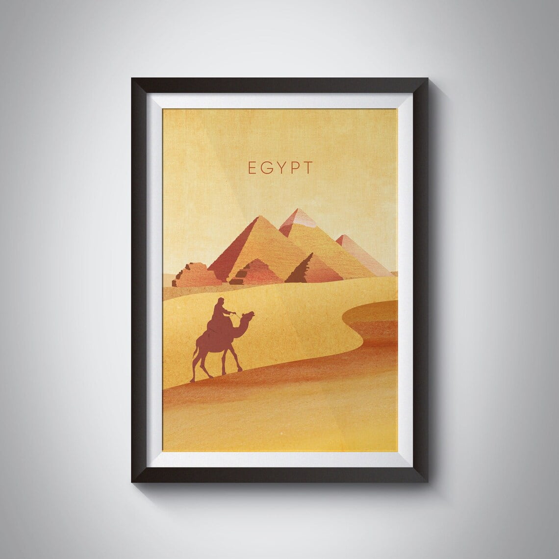 Egypt Minimal Travel Poster, Great Pyramids Of Giza, Retro Wall Art ...