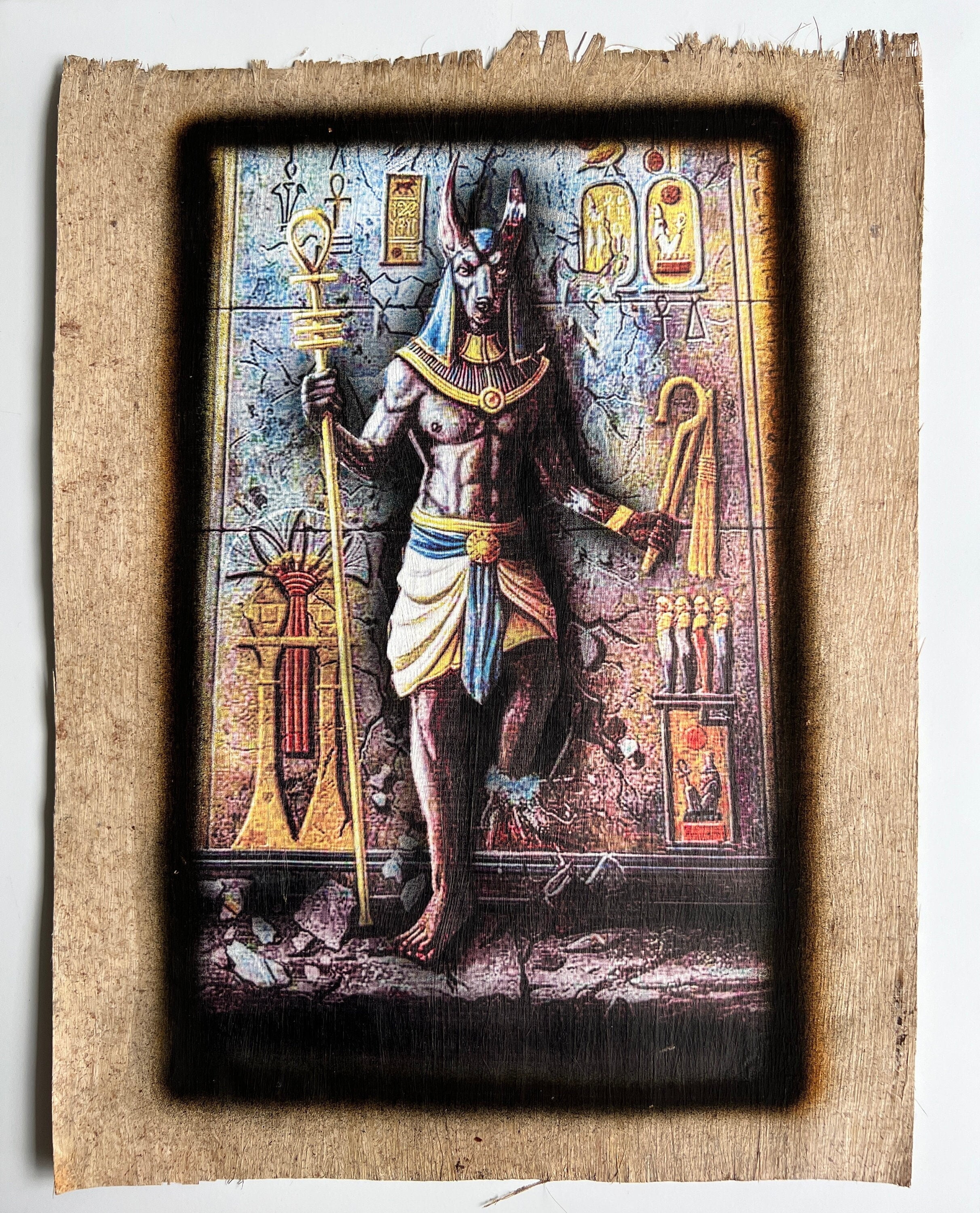 Egypt Papyrus, Anubis Guardian of The Underworld, Wall Decor Ancient ...