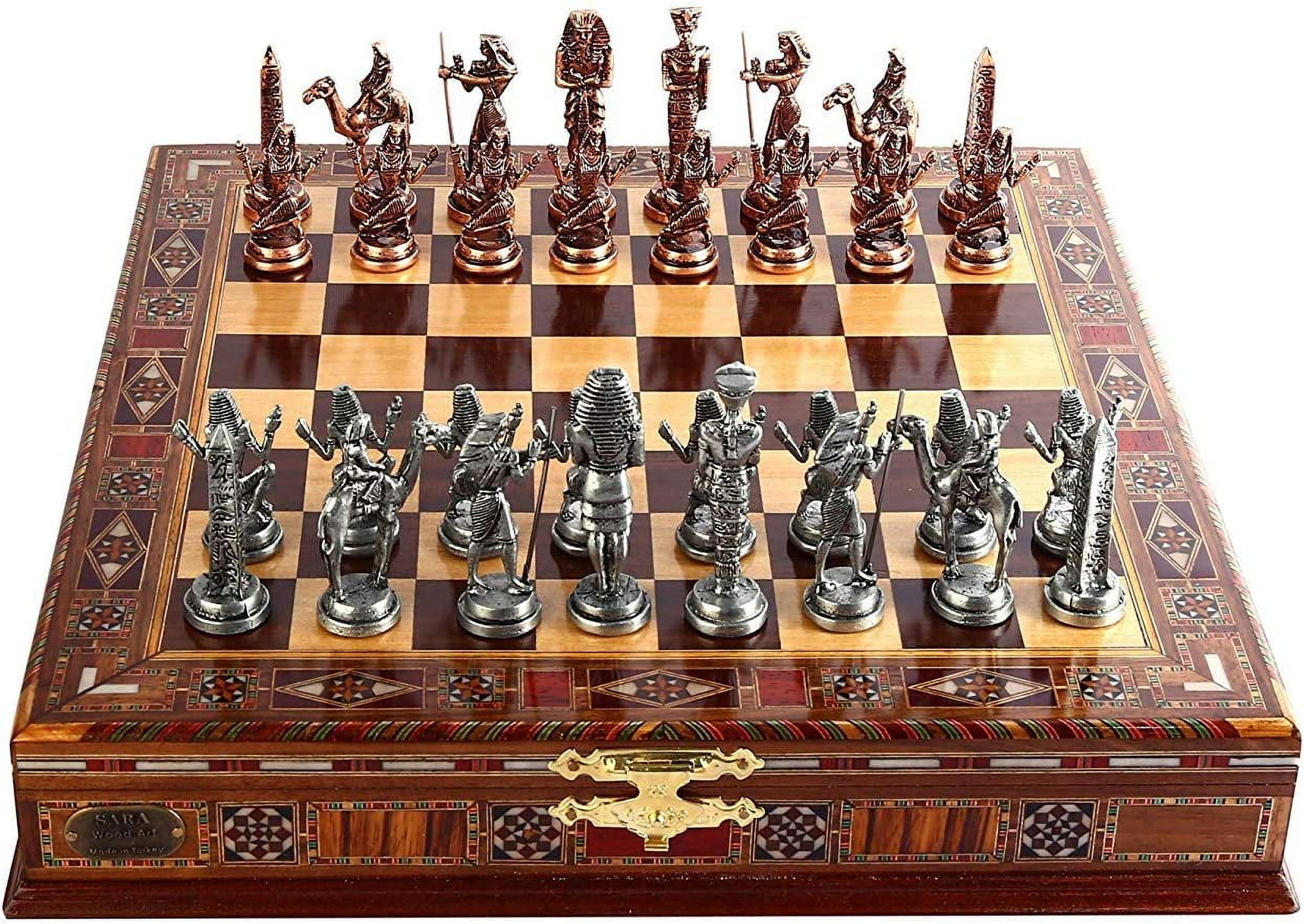 Egypt Pharaoh Antique Copper Figures Metal Chess Set for Adults ...