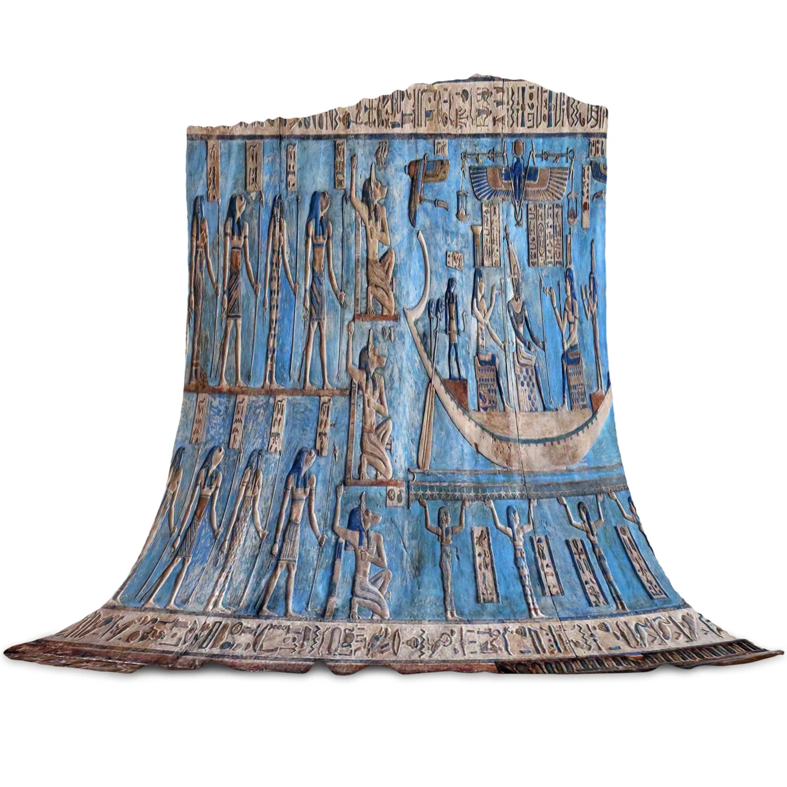 Egypt Pharaoh Yellow Mural Ancient Blanket Mat Coral Fleece Throw for ...