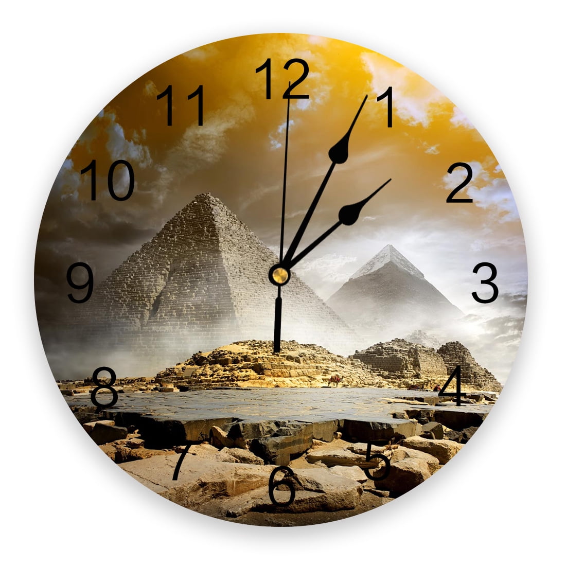Egypt Pyramid Smog Wall Clock rative for Living Room Kitchen Bedroom ...