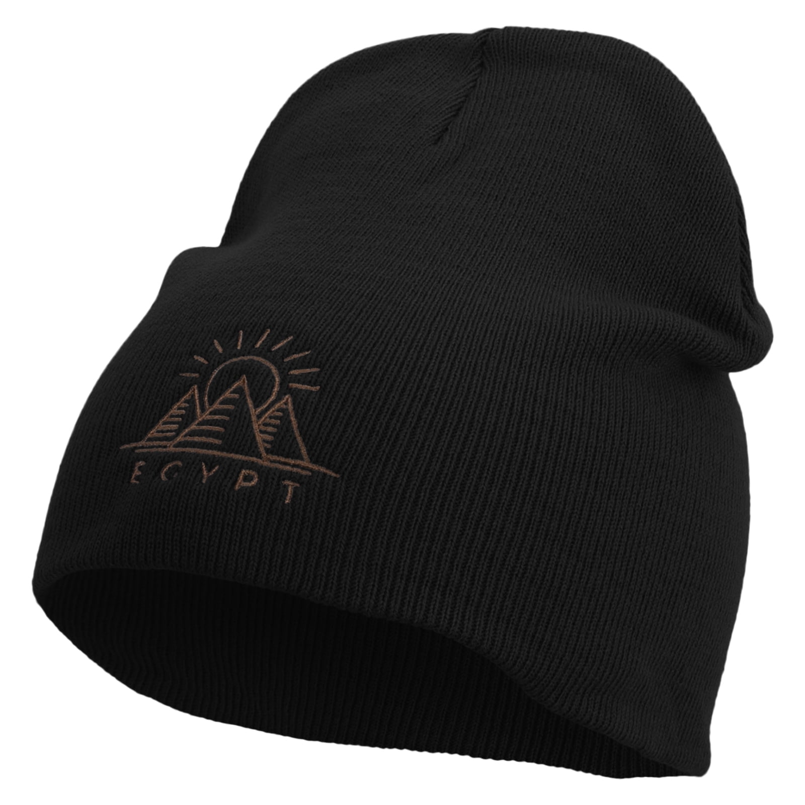 Egypt Pyramind Logo Embroidered 8 inch Acrylic Short Blank Beanie ...