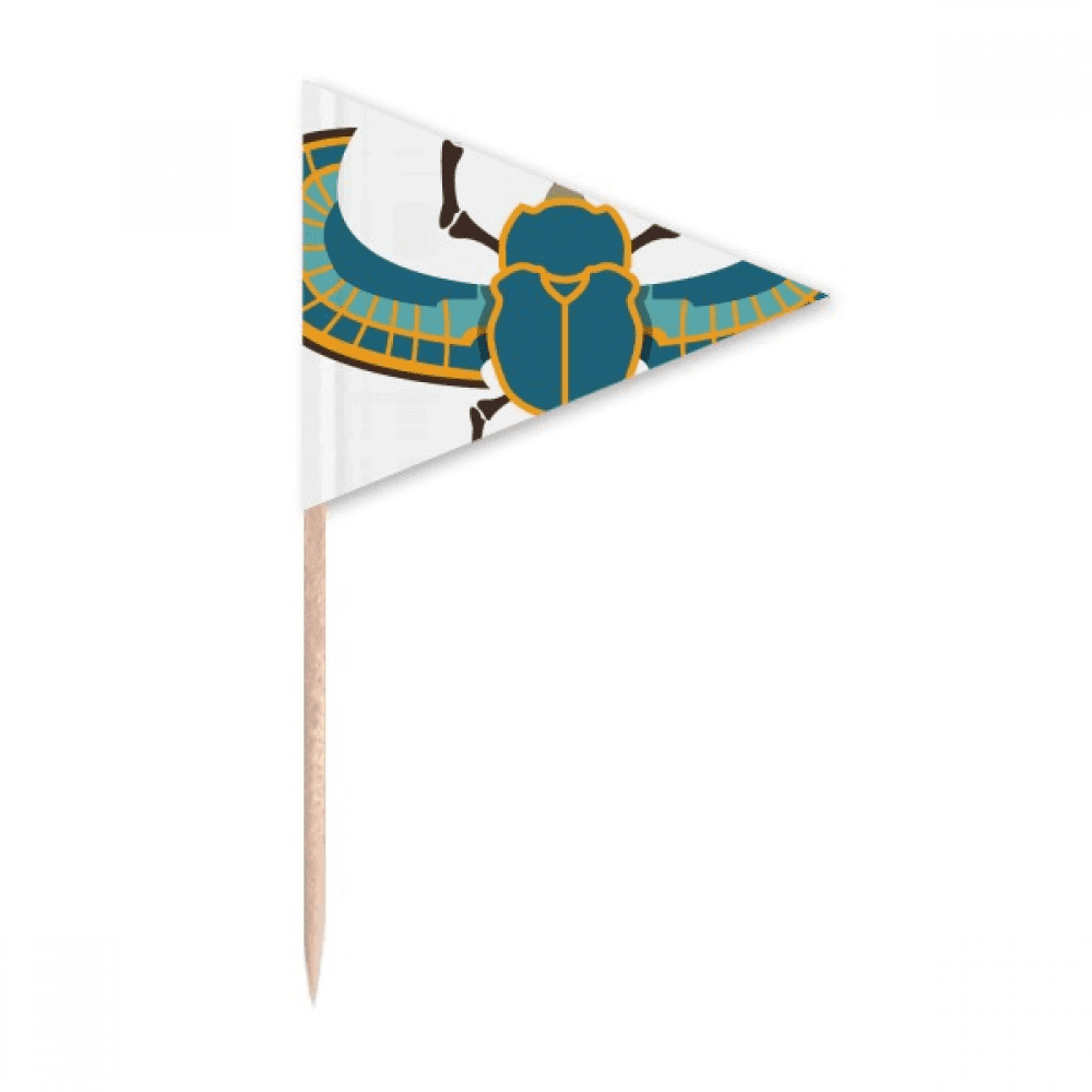 Egypt Red Yellow Blue Beetle Atonism Toothpick Triangle Cupcake Toppers ...