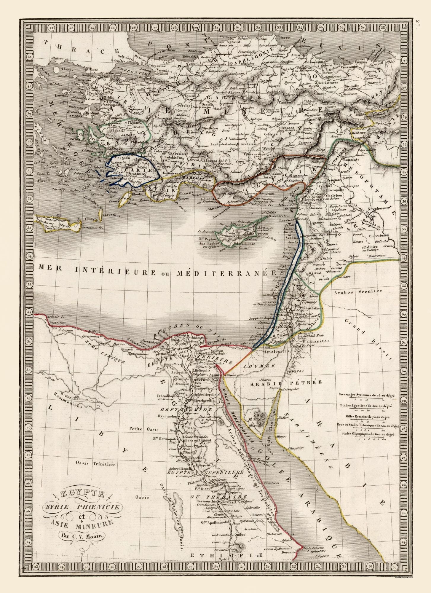 Historic Map - Egypt Syria Turkey Asia Minor - Monin 1839 - 23 x 31.65 ...