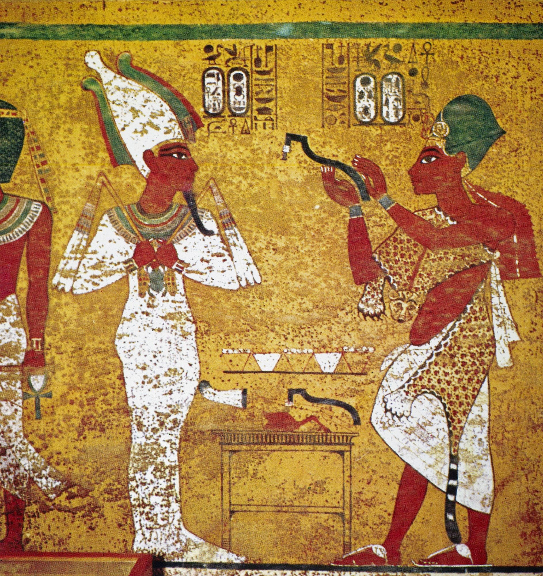 Egypt Tomb Painting. Nking Ay, Clothed In The Leopard-Skin Mantle Of A ...
