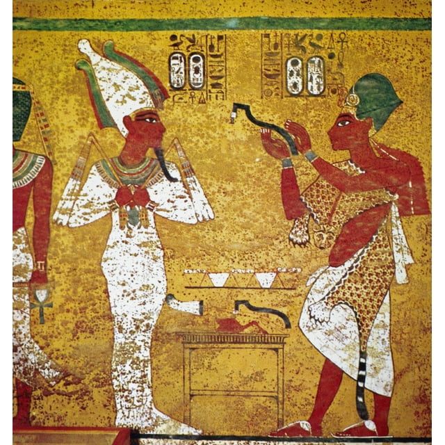 Egypt Tomb Painting. Nking Ay, Clothed In The Leopard-Skin Mantle Of A ...