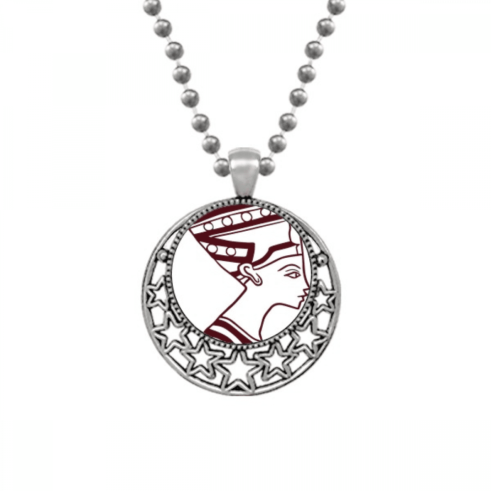 Egypt Totem Side Portrait Fresco Necklaces Pendant Retro Moon Stars ...