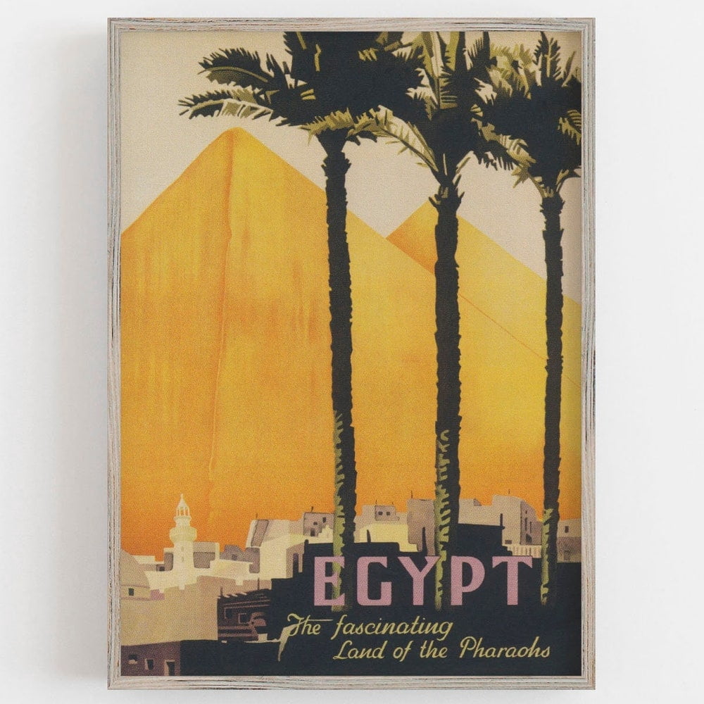 Egypt Travel Poster: Vintage Pyramids & Palm Trees UNFRAMED PAPER ...