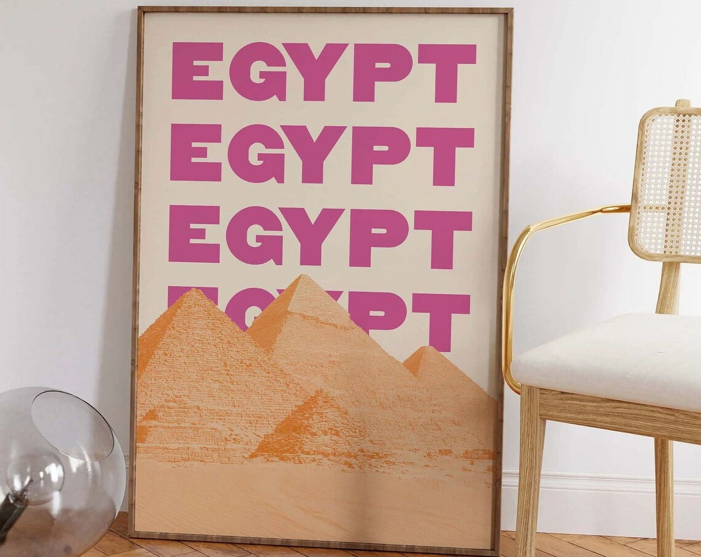 Egypt Travel Print, Art, Pink Orange Egyptian Pyramids Travel ...