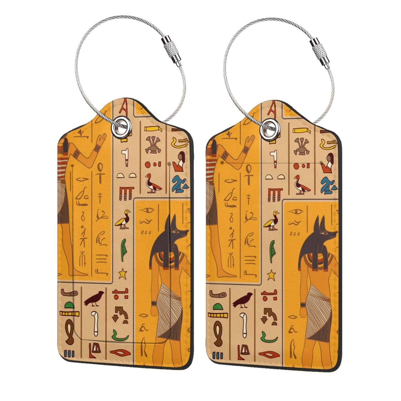 Egyptian Ancient Hieroglyphs Luggage Tag for Suitcase 2 Pack Leather ...