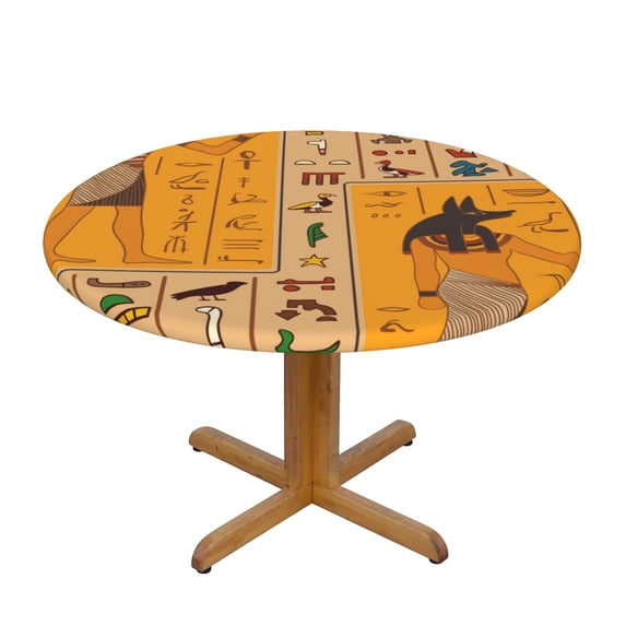Egyptian Ancient Hieroglyphs Round Fitted Tablecloth Elastic Edged ...