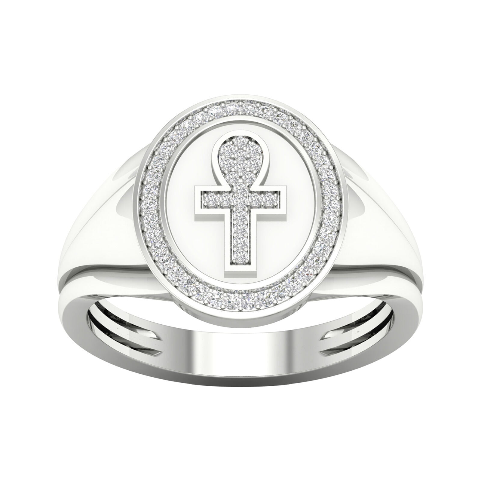 Egyptian Ankh Cross Diamond Ring Bold Ring 1.6 Ct Diamond 14K White Gold Over - Walmart.com