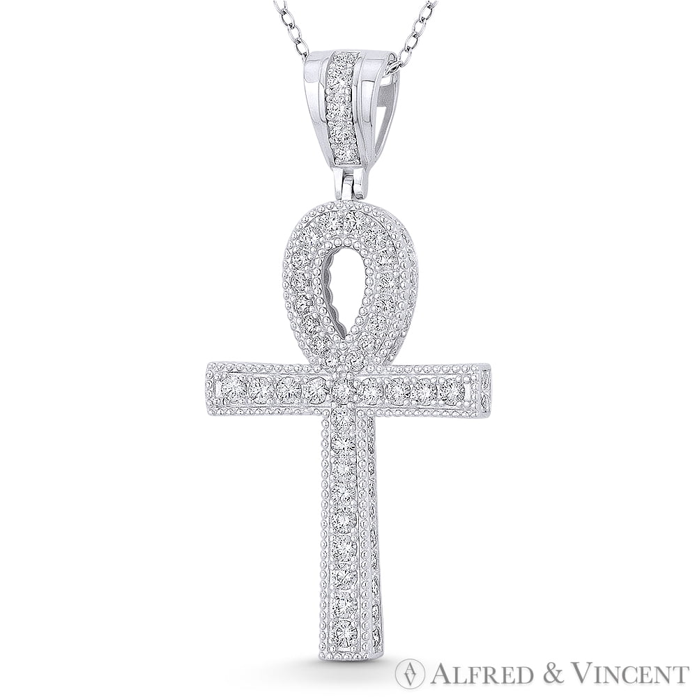 Egyptian Ankh Cross Key-of-Life Large Cubic Zirconia CZ Crystal Pave ...