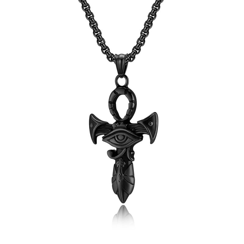 Egyptian Ankh Eye of Horus Cross Pendant Necklace Protection Jewelry ...