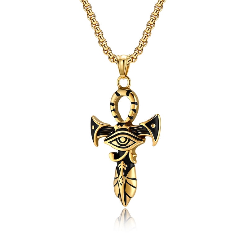 Egyptian Ankh Eye of Horus Cross Pendant Necklace Protection Jewelry ...