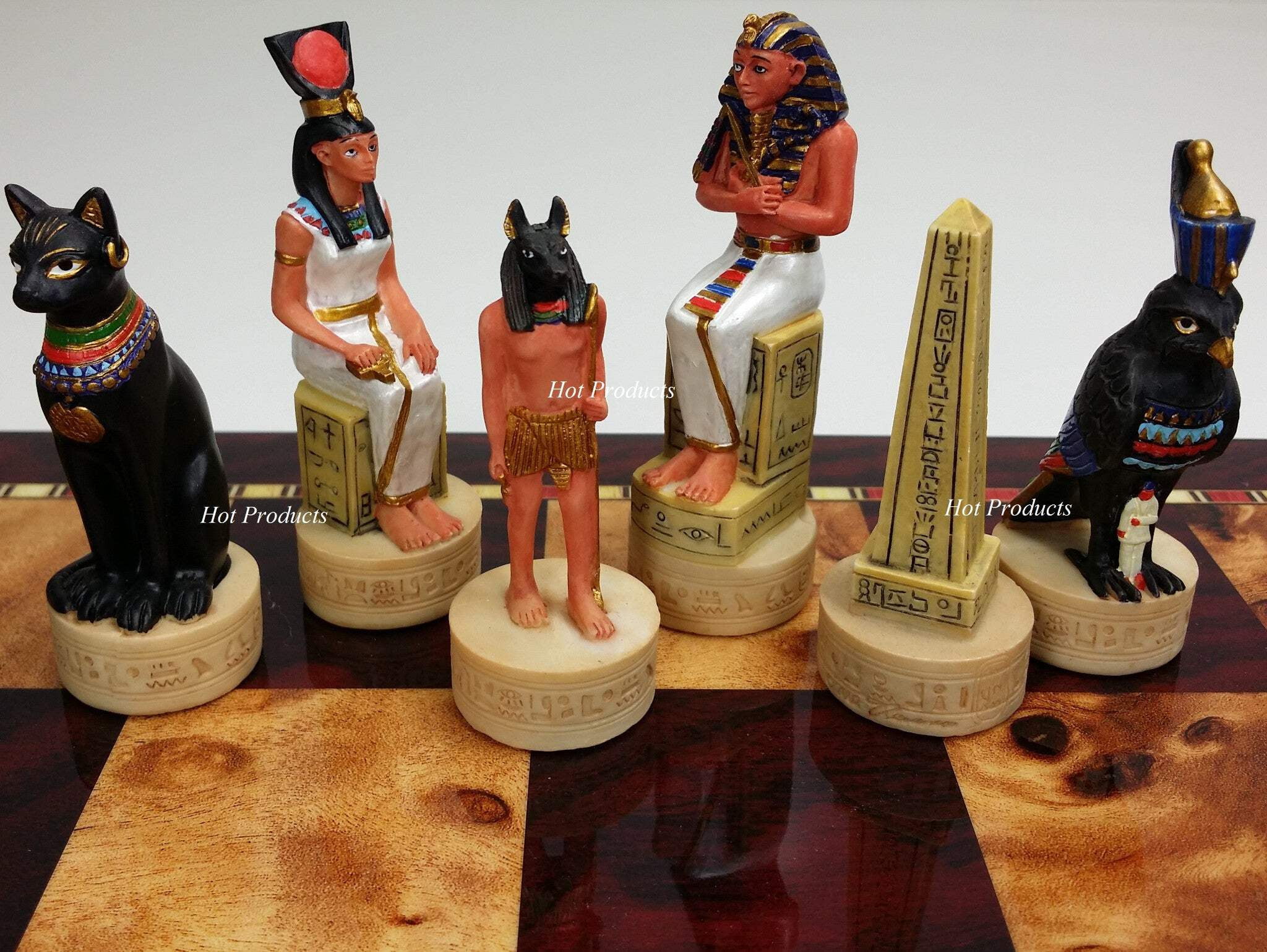 Egyptian Anubis Men Chess Pieces Set Gold Buff Color - NO Board Egypt ...