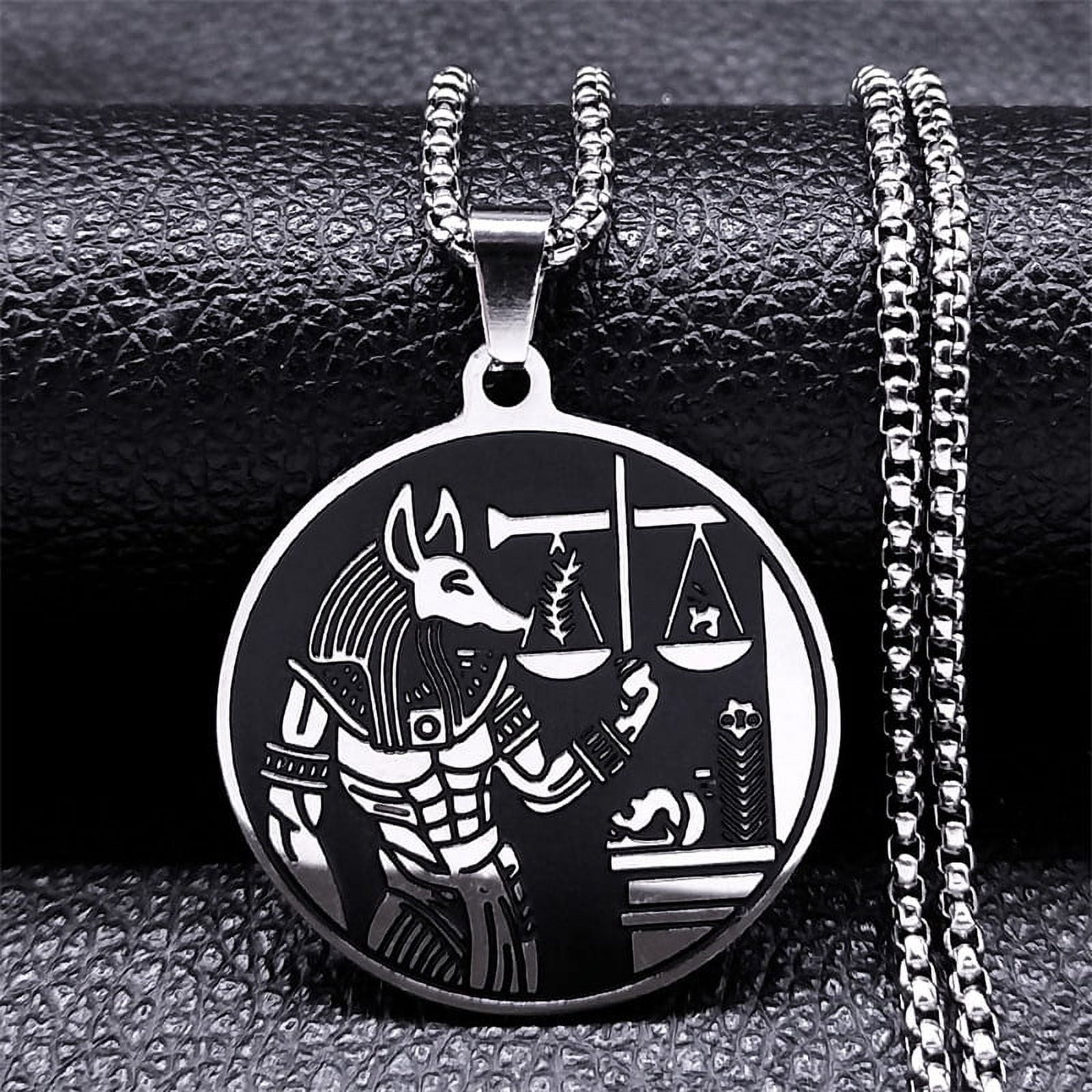 Egyptian Anubis Necklace Pendant 14K White Gold Vintage Ancient Egypt ...