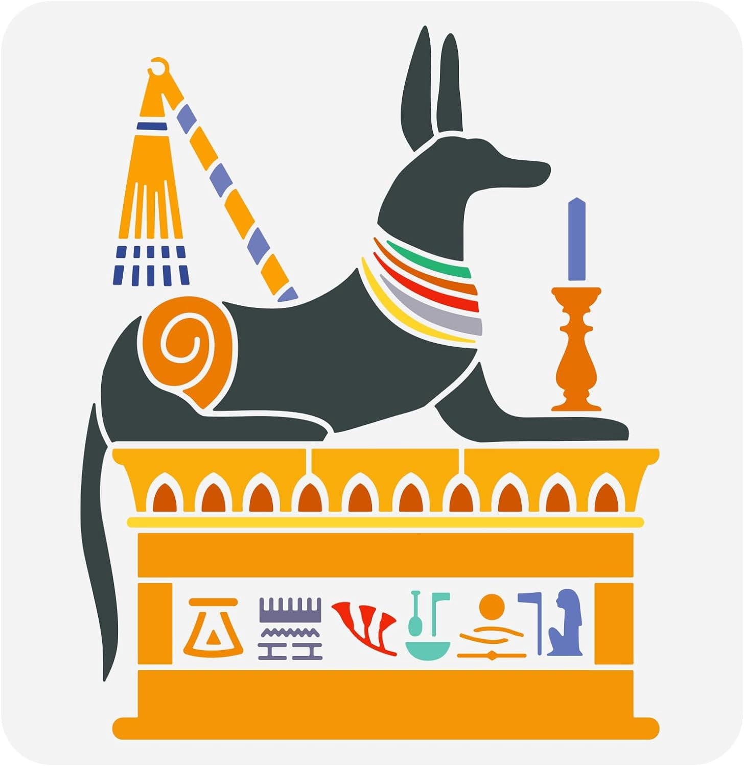 Egyptian Anubis Stencil 11.8x11.8inch Reusable Anubis Statue Pattern ...