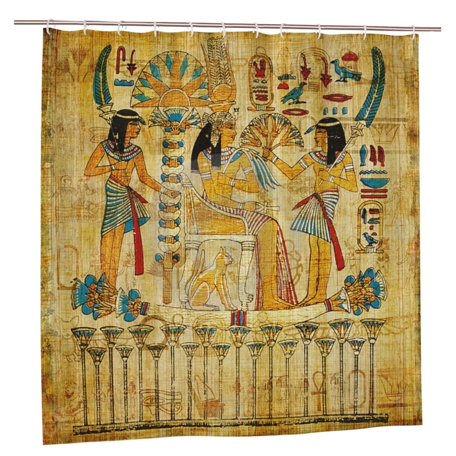 Egyptian Bath Shower Curtain Vintage African Papyrus Pharaoh Maids ...