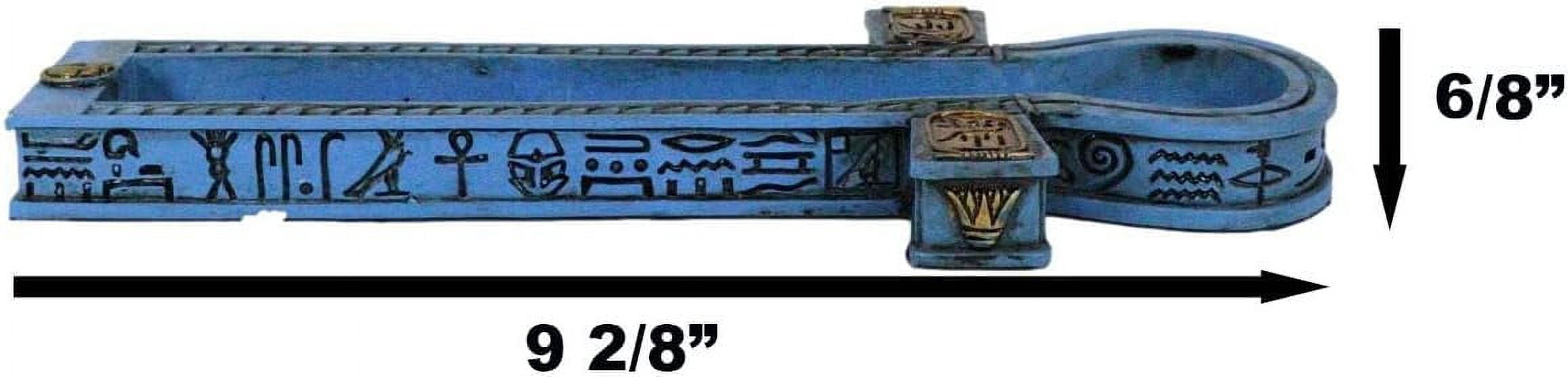 Egyptian Beautiful Blue Hieroglyphic Symbols Golden Cartouche Ankh Key ...
