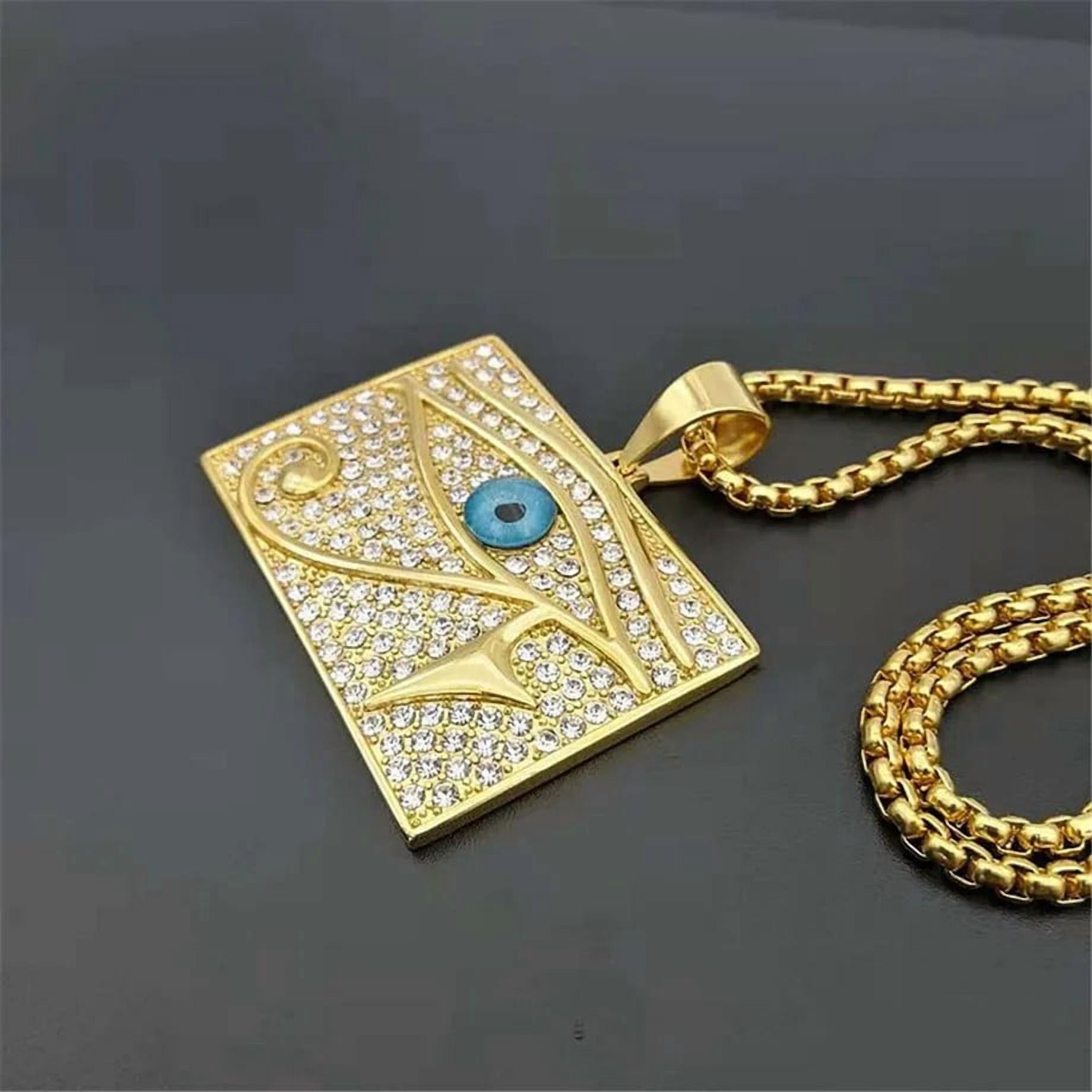 Egyptian Big Eye of Horus Pendant Necklace 14K Yellow Gold Iced Out ...