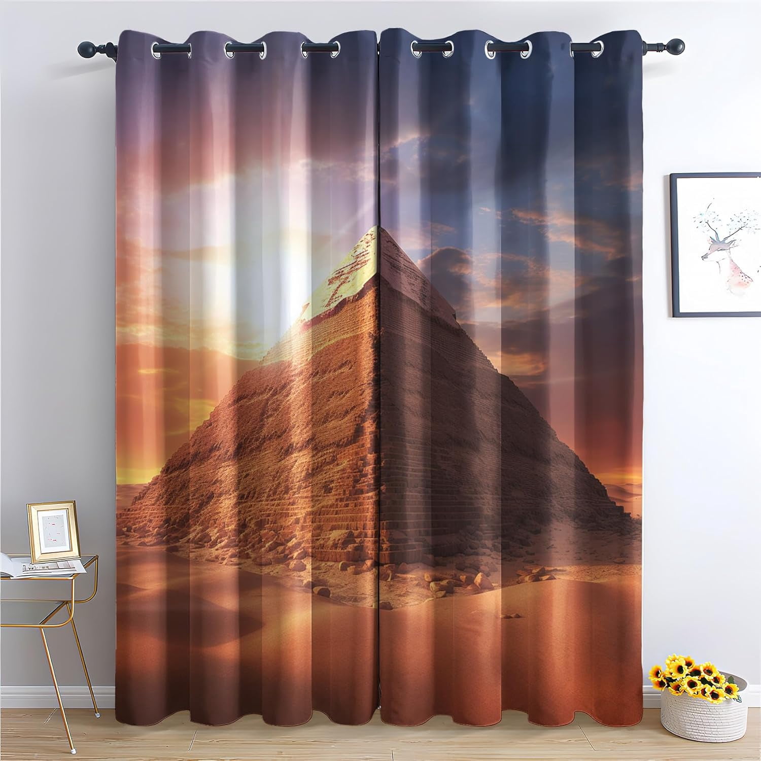 Egyptian Blackout Curtains For Bedroom Living Room, Pyramid Curtains ...