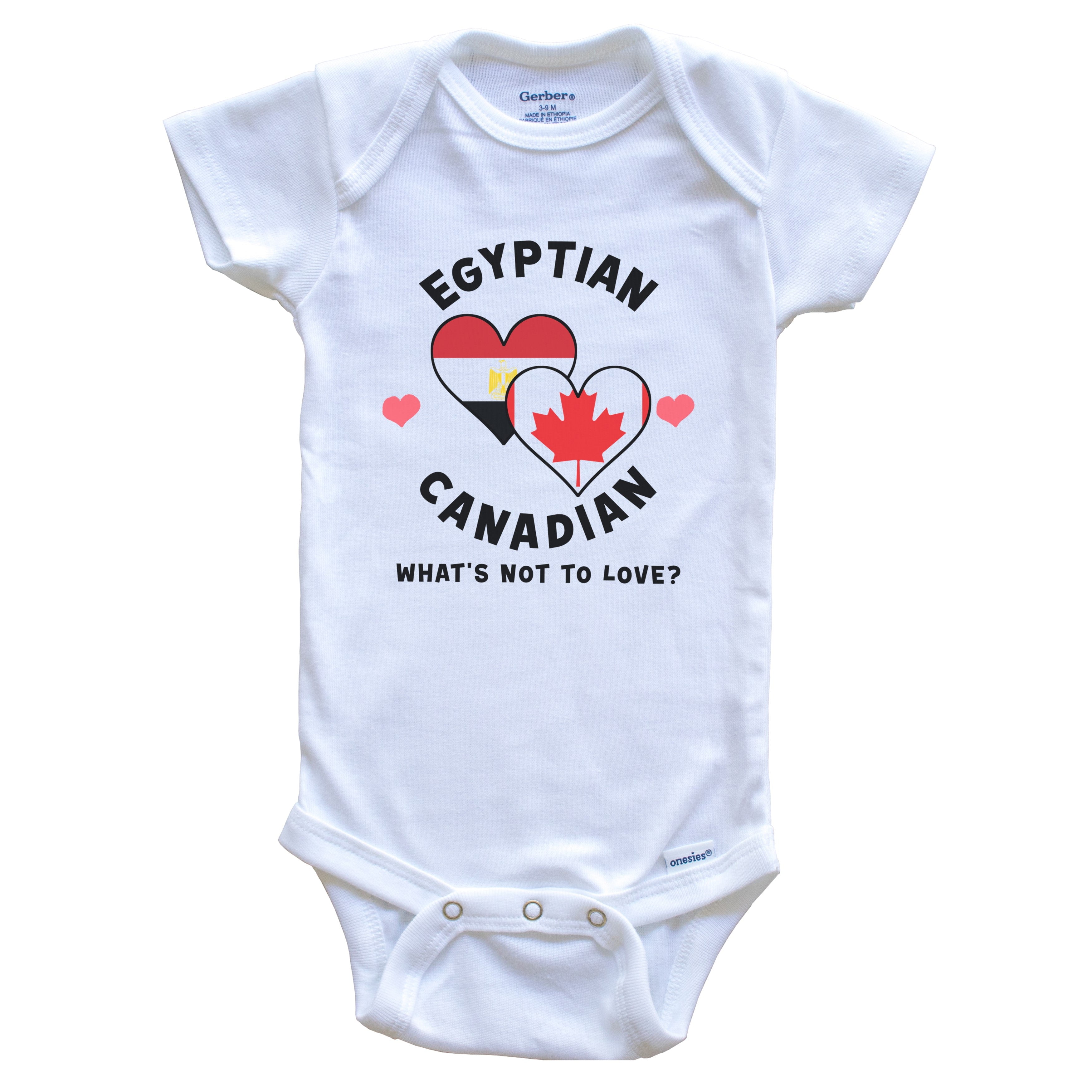Egyptian Canadian What's Not To Love Heart Flags Baby Bodysuit ...