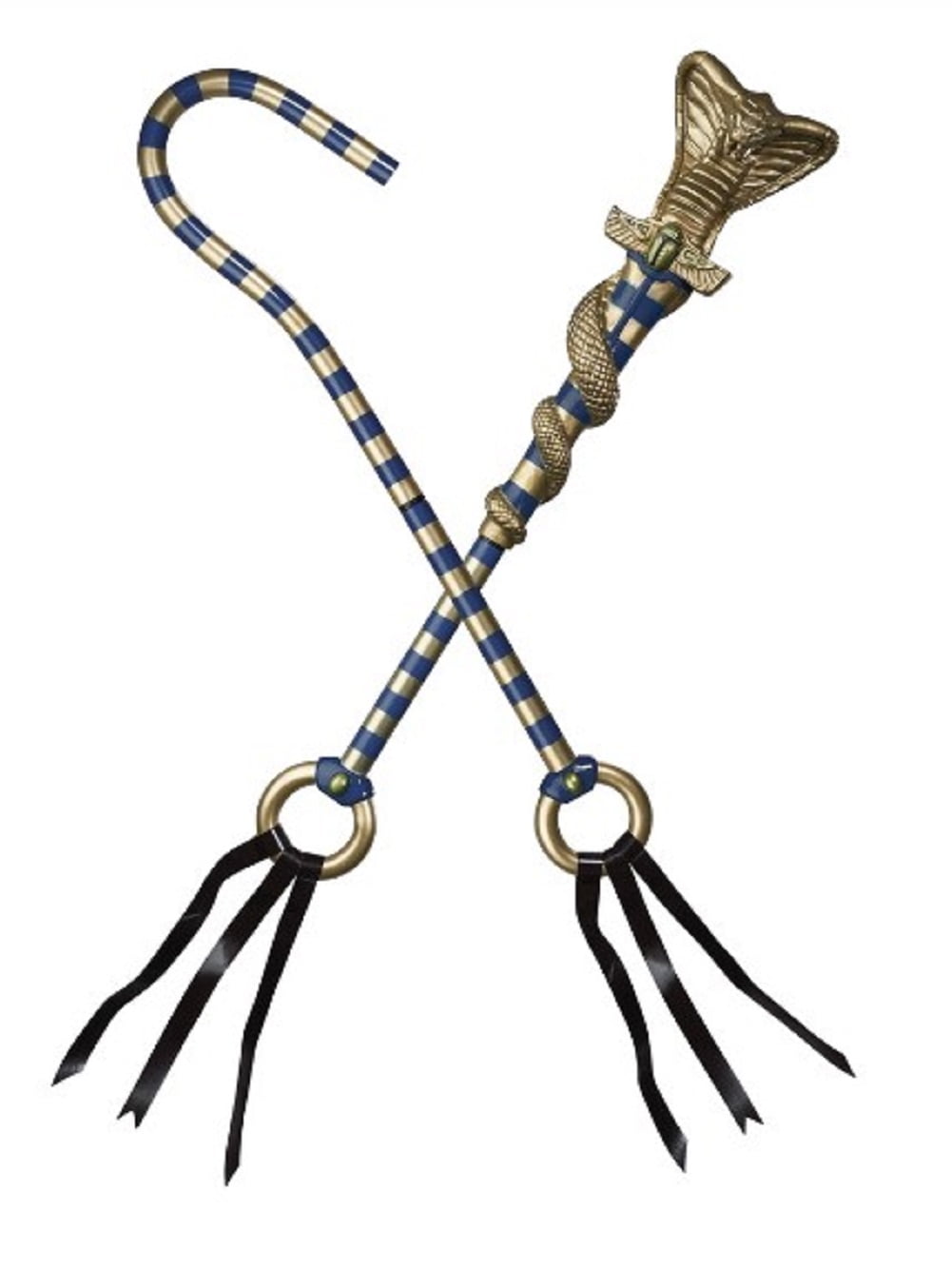 Egyptian Cobra Staff - Gold/Blue - Collapsible - Costume Accessory Prop ...