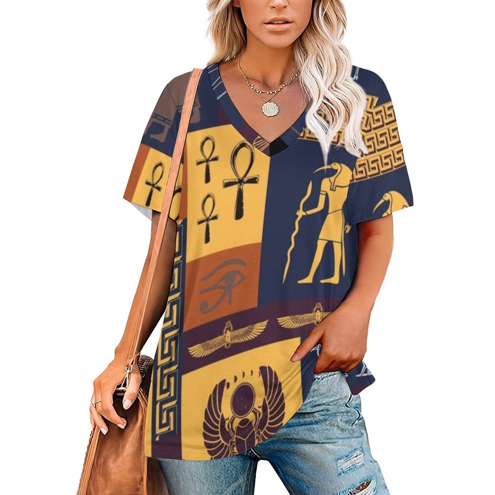 Egyptian Collage New Fashion Zip Off Shoulder Top Short-Sleeve Women ...