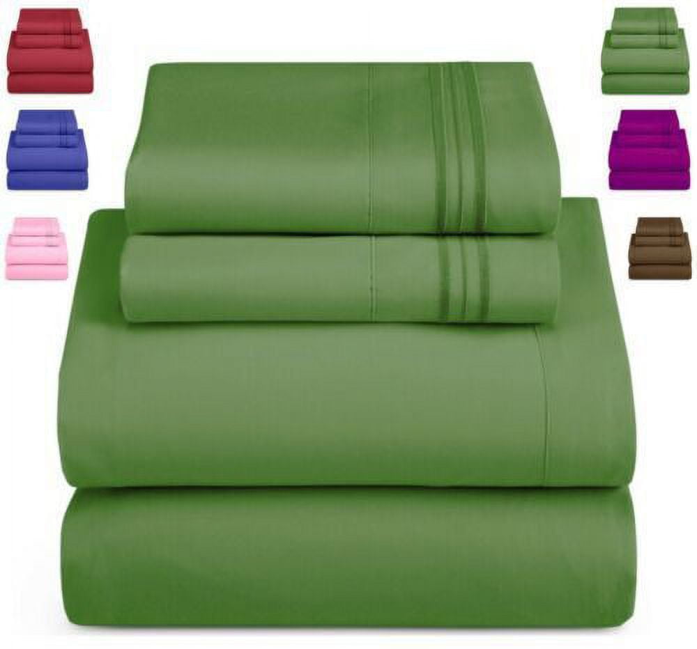 Egyptian Comfort 4 Piece Fitted Flat Bed Sheet Set 1900 Count Deep ...