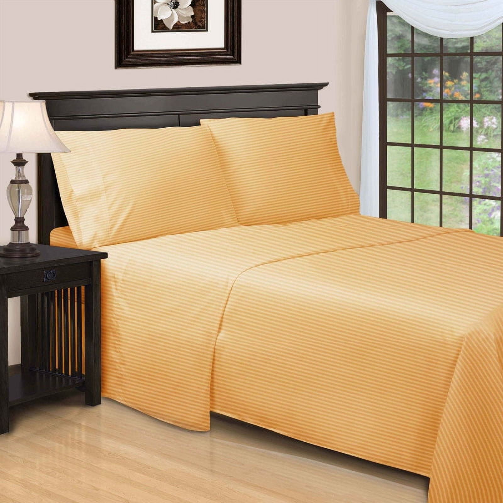 Egyptian Cotton 650 Thread Count Stripe Sheet Set, King, Gold by ...