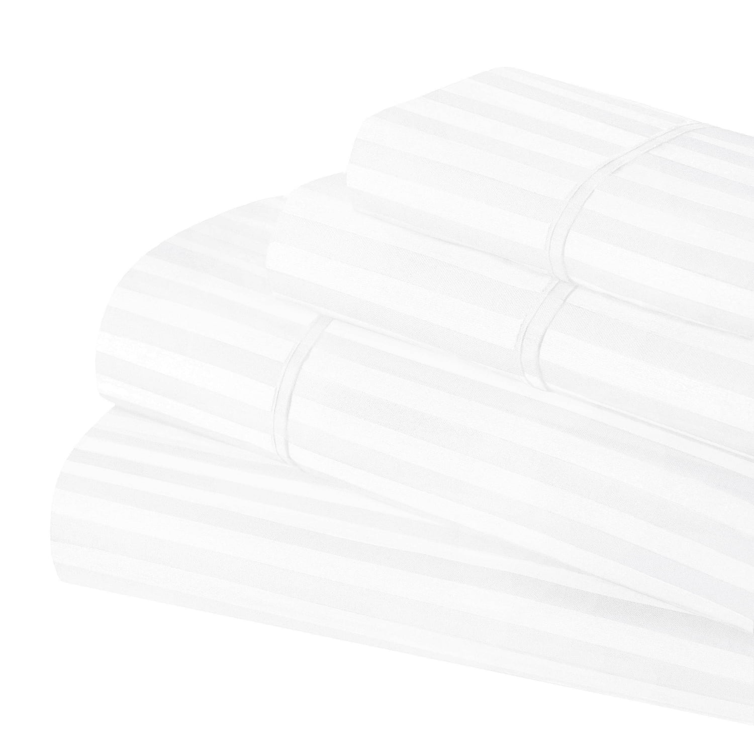 Egyptian Cotton 650 Thread Count Stripe Sheet Set, Twin, White by ...