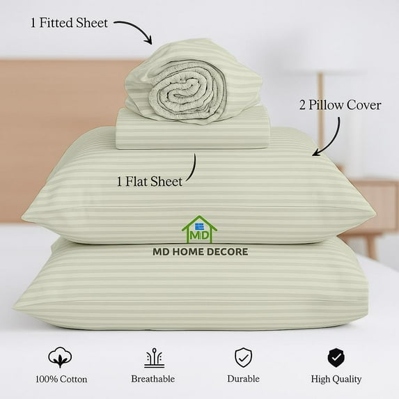Egyptian Cotton Sheets Cal-King Size 4-Piece Set, Deep Pocket Fitted ...