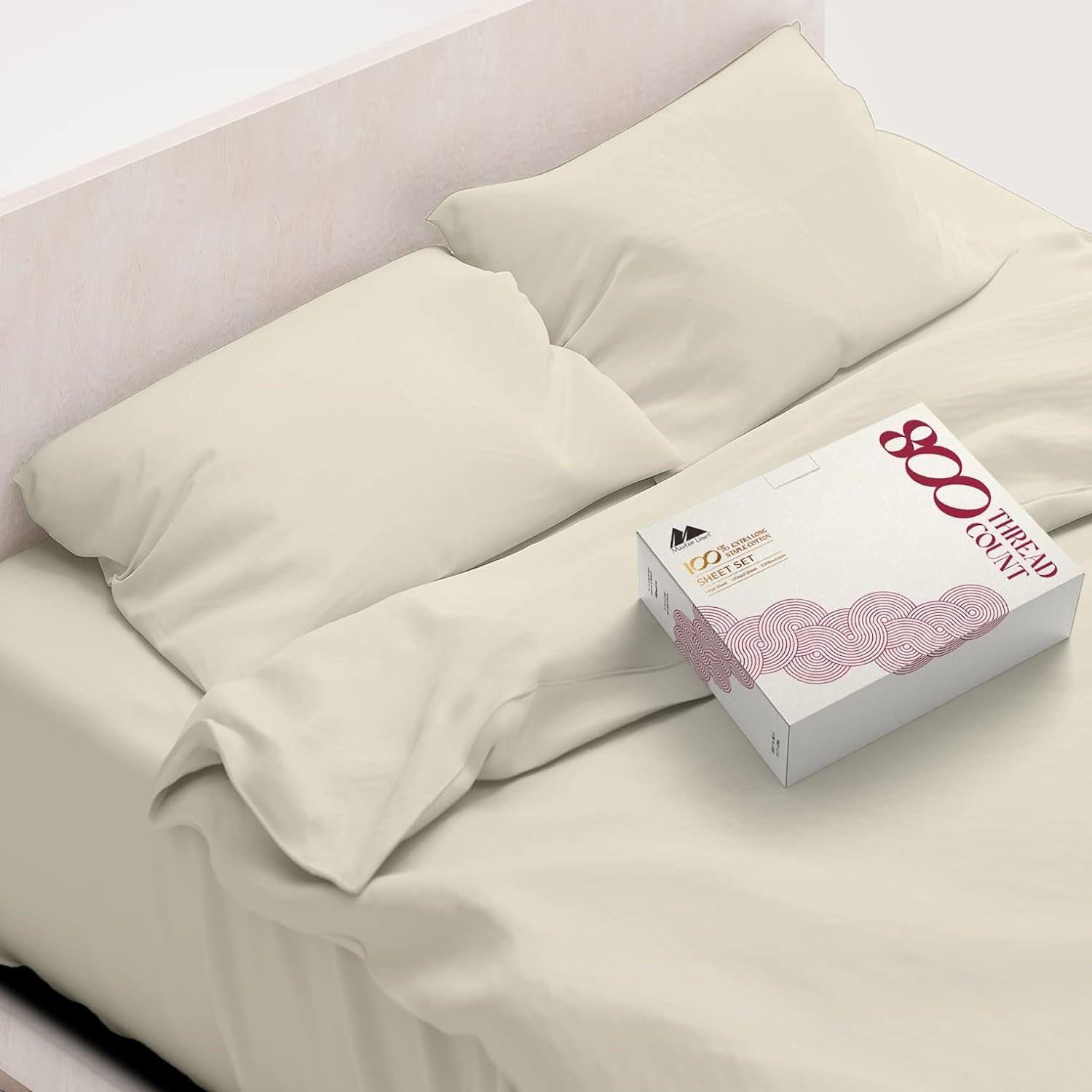 Egyptian Cotton Split King Sheet Set 800 Thread Count 5 Pc Sand