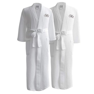 Kaufman - Set of 2 Unisex Waffle Kimono Robe, 100% Cotton, Luxurious ...
