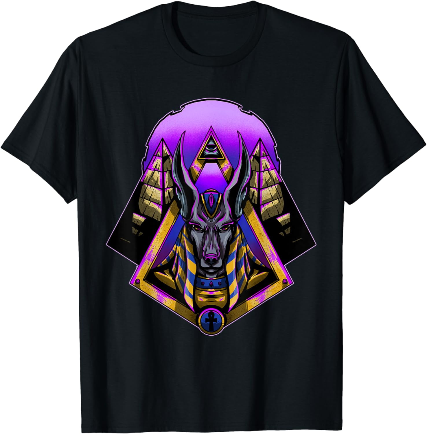 Egyptian God Anubis Shirt Egypt Pyramid Ankh Hieroglyph T-Shirt ...