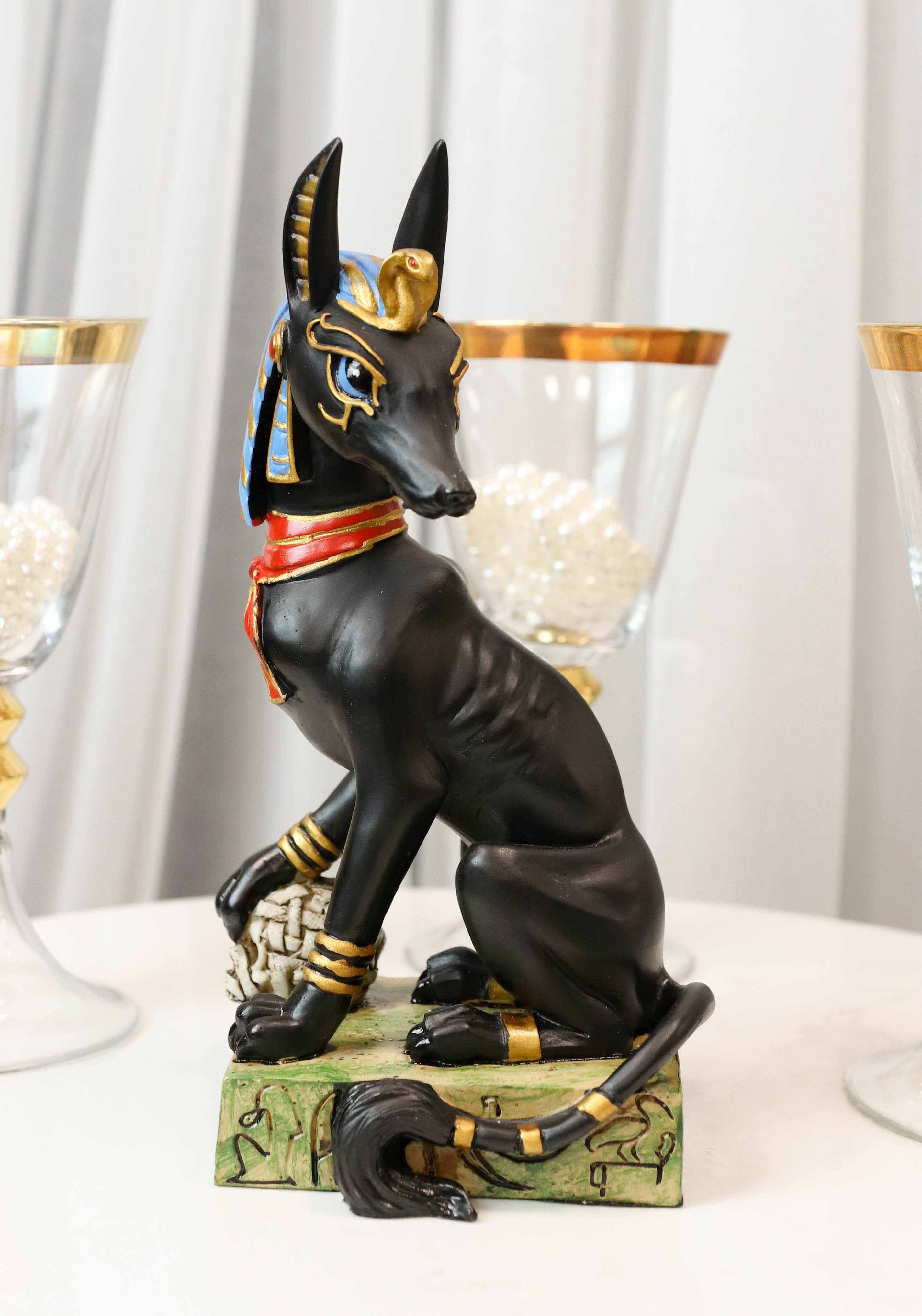 Egyptian God Of The Dead Anubis With Uraeus Crown Standing On Mummy ...