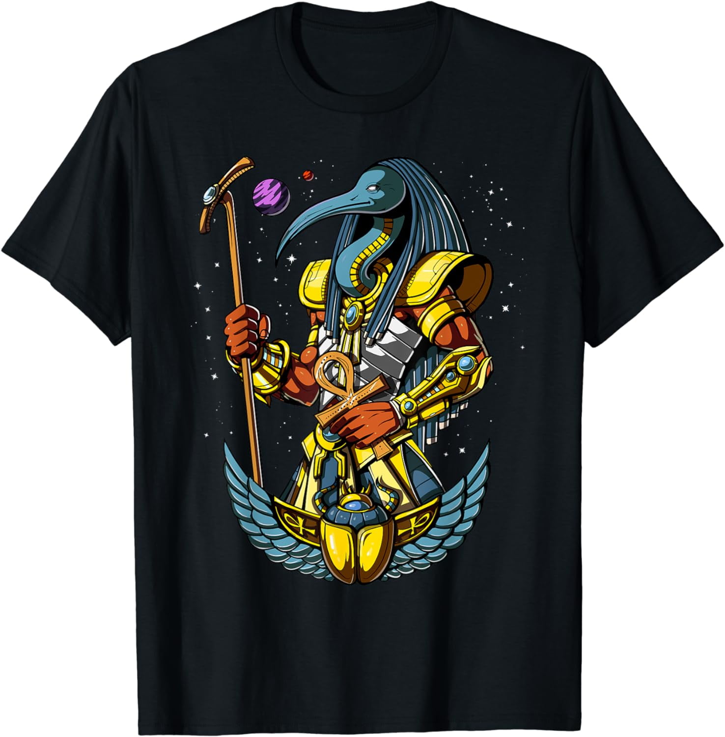 Egyptian God Thoth Ankh Scarab Ancient Egyptian Mythology T-Shirt ...
