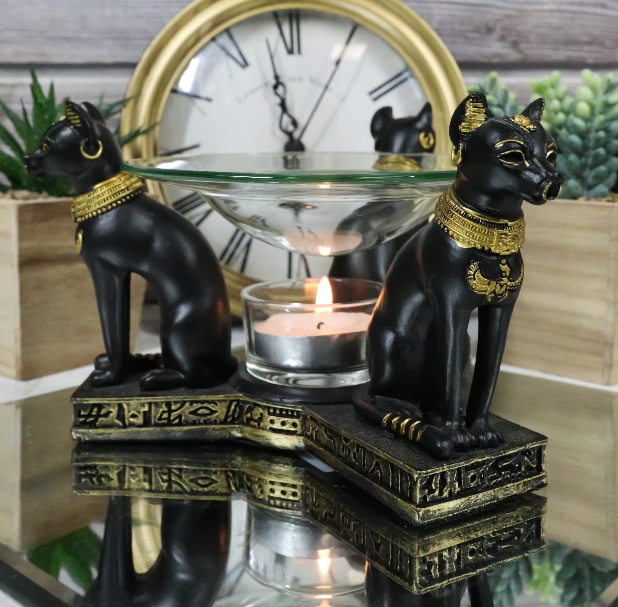 Egyptian Goddess Bastet Bast Cat Trio Candle Heat Oil Tart Scent Burner ...