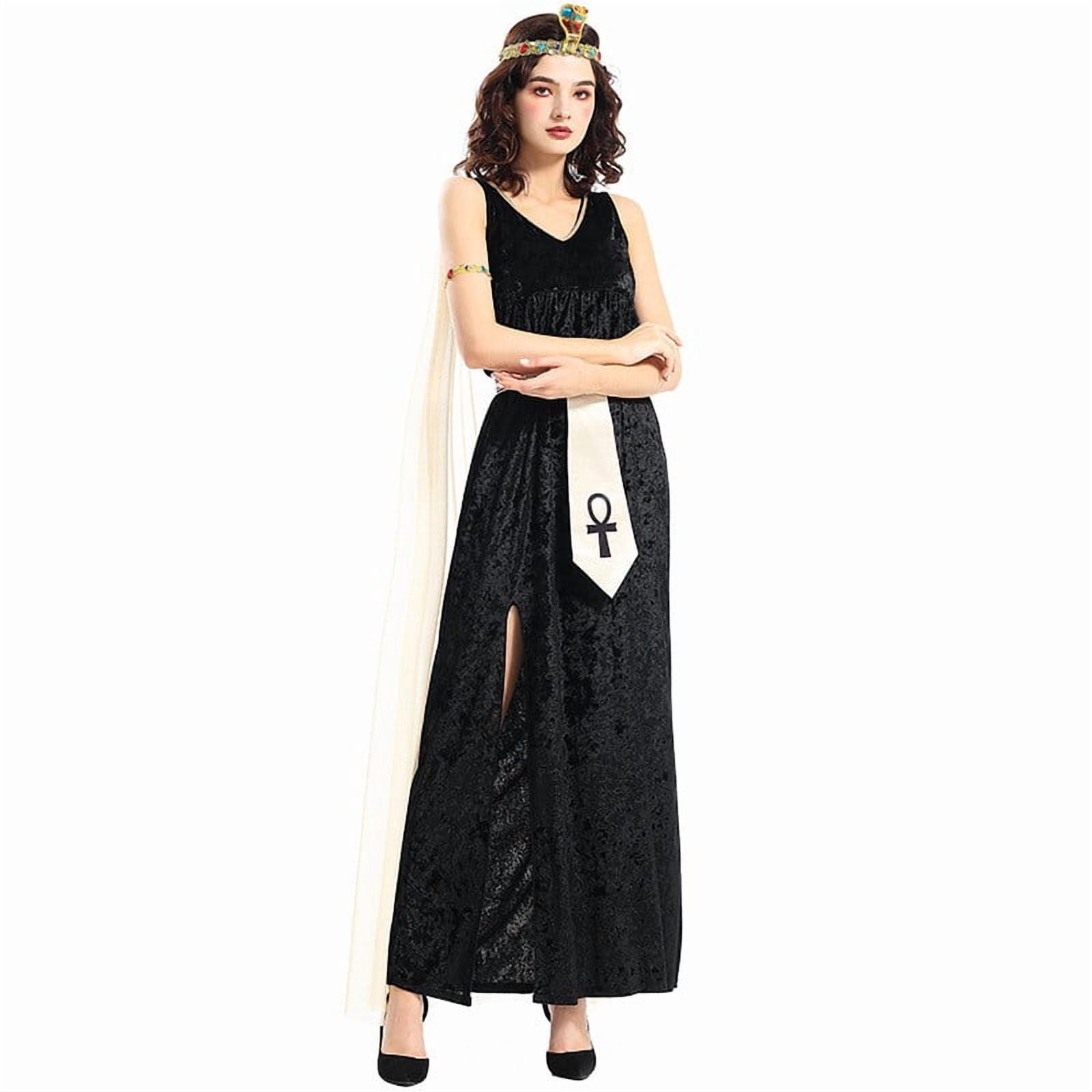 Egyptian Goddess Halloween Dress With Cape Long Gown Egyptian Costume ...