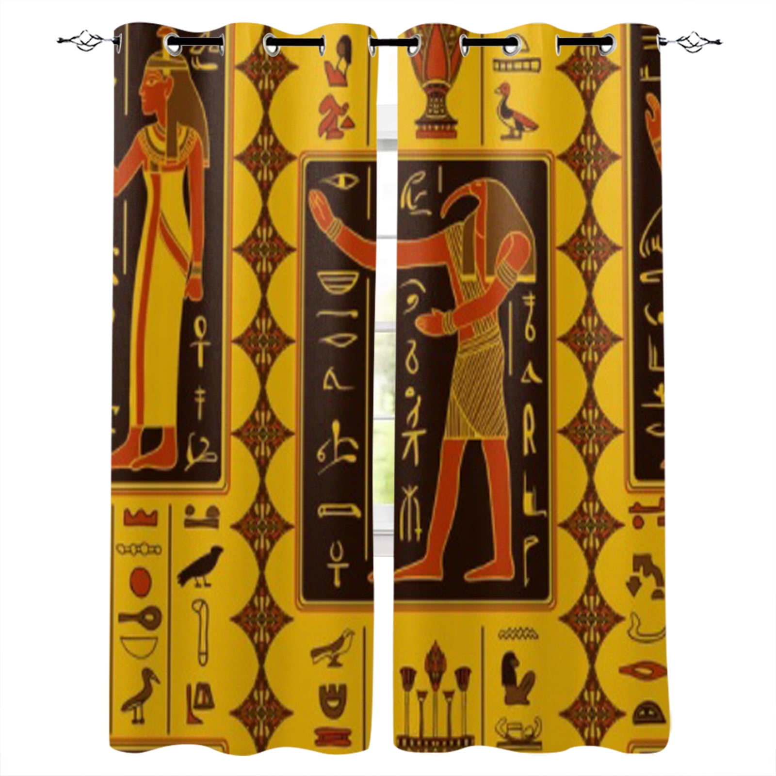 Egyptian Gods And Ancient Egyptian Hieroglyphs Curtains For Living Room ...