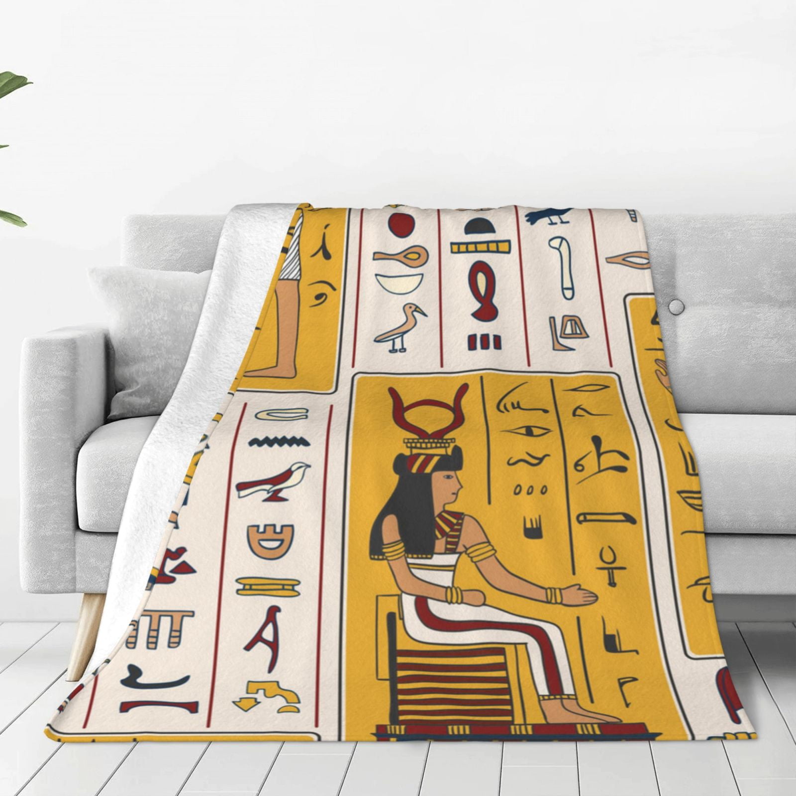 Egyptian Gods And Ancient Hieroglyphs Flannel Fleece Throw Blanket Cozy ...