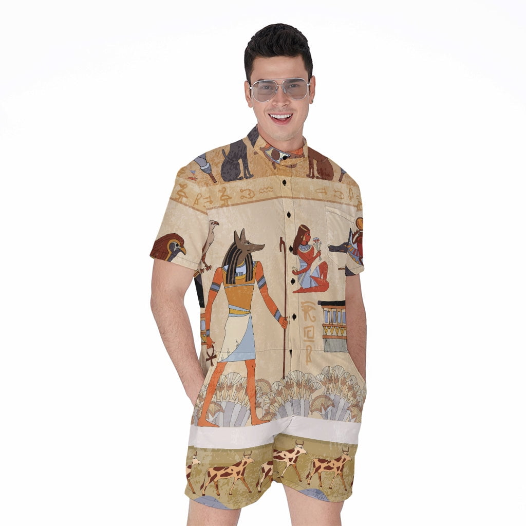 Egyptian Gods And Pharaohs Short Sleeve Men'S Rompers, Jesus Christian ...