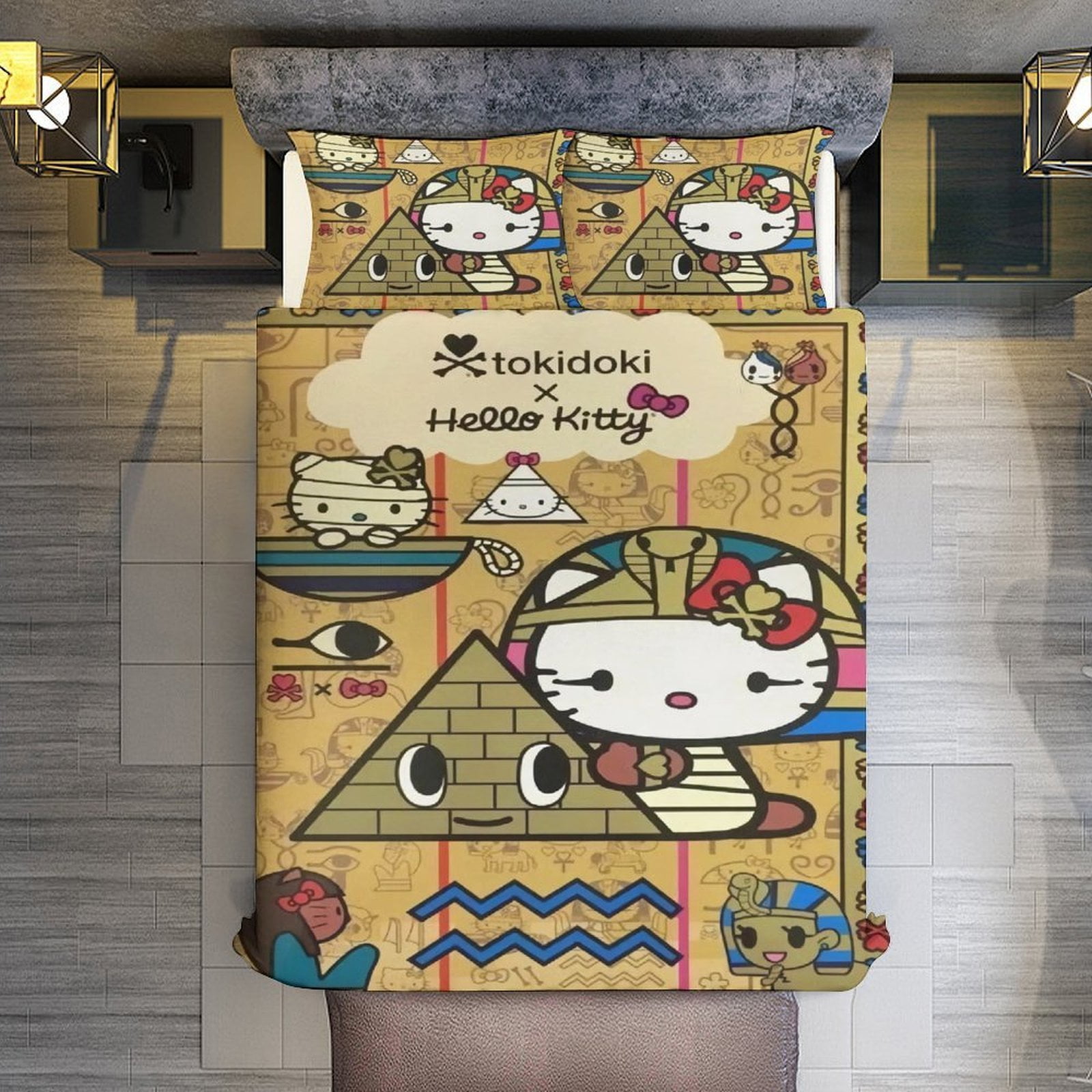 Egyptian Hello Kitty Queen Sheet Set for Kids and Adults,Soft Duvet ...