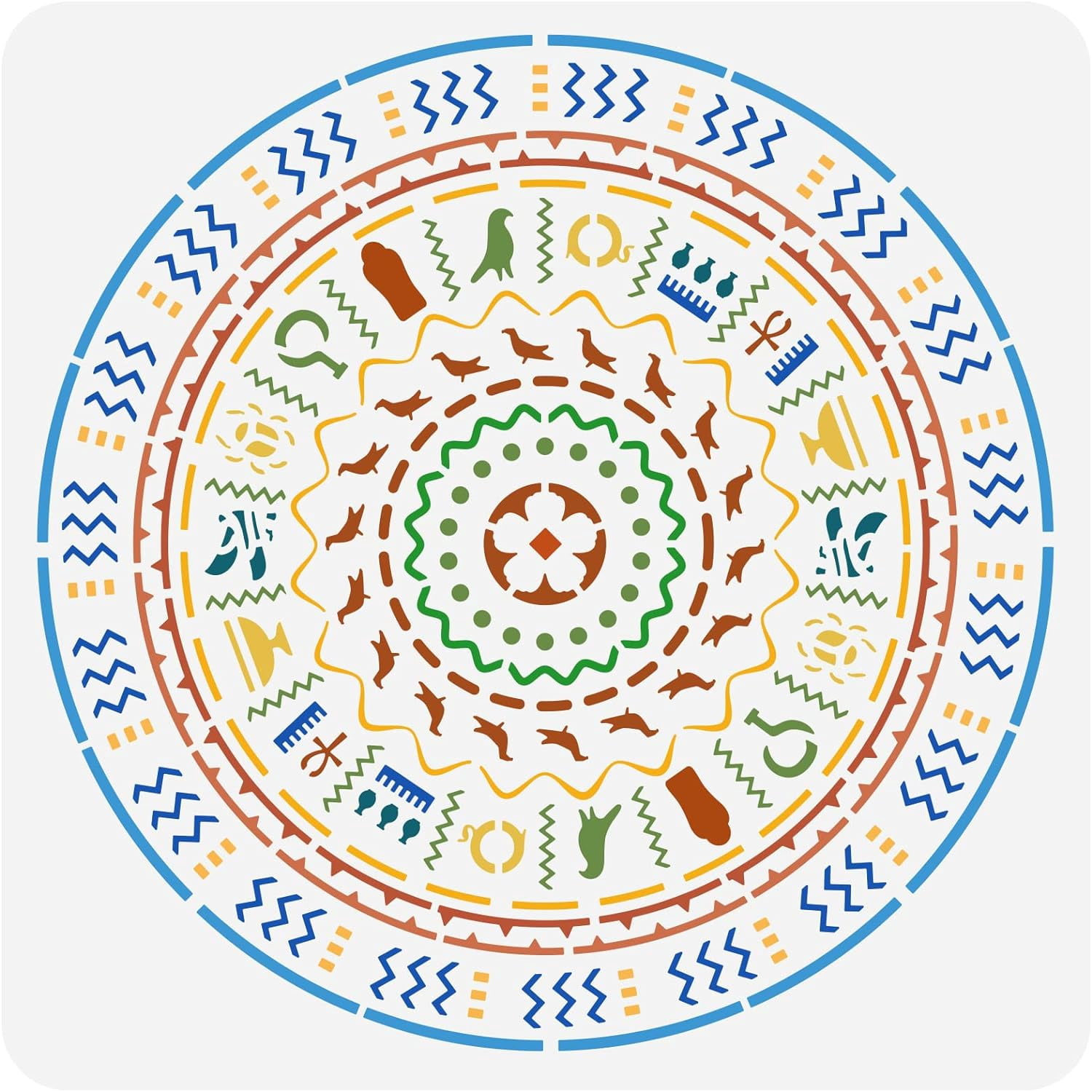 Egyptian Hieroglyph Stencil 11.8x11.8inch Reusable Mandala Stencil DIY ...