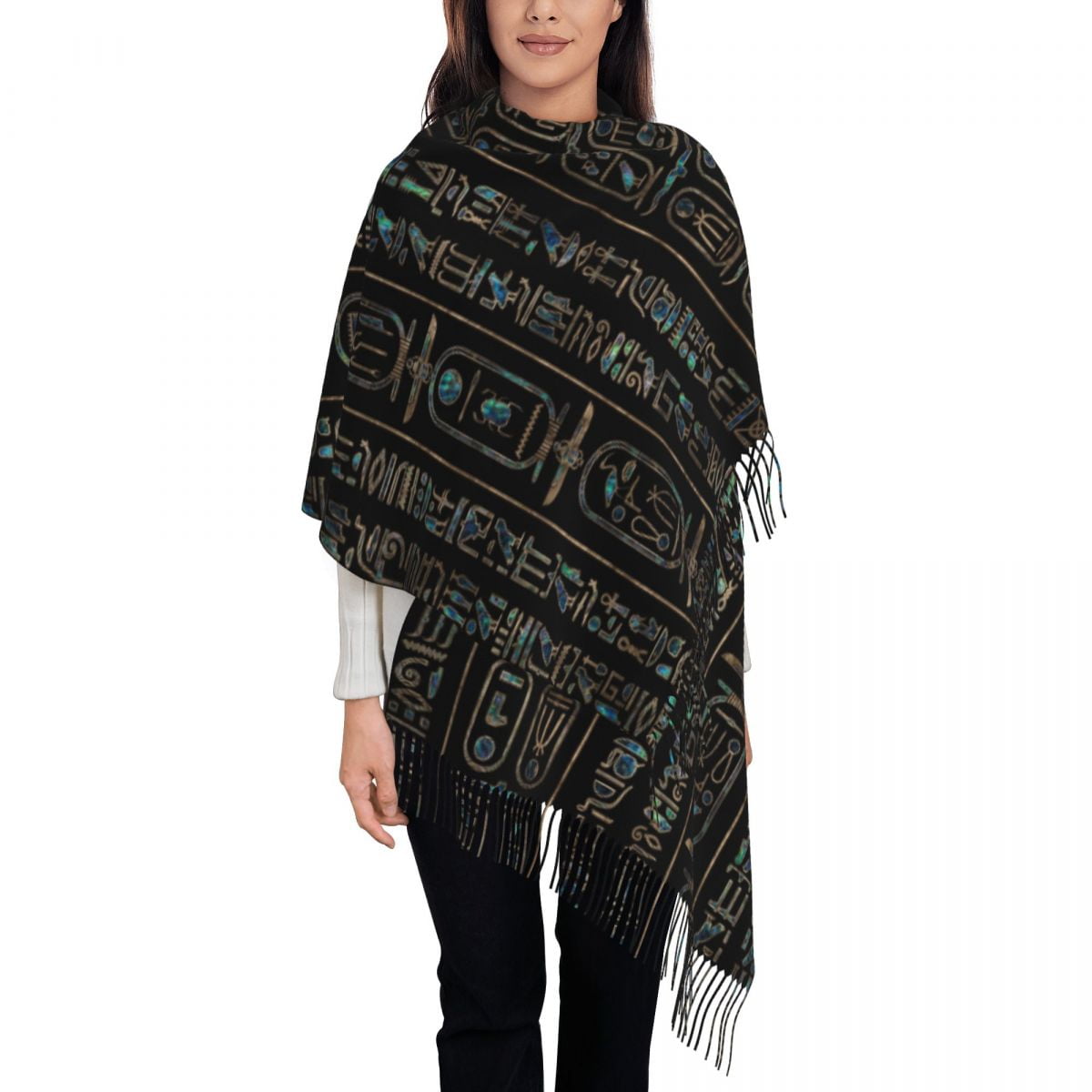 Egyptian Hieroglyphs Shawl Wraps for Women Winter Warm Large Long Scarf ...