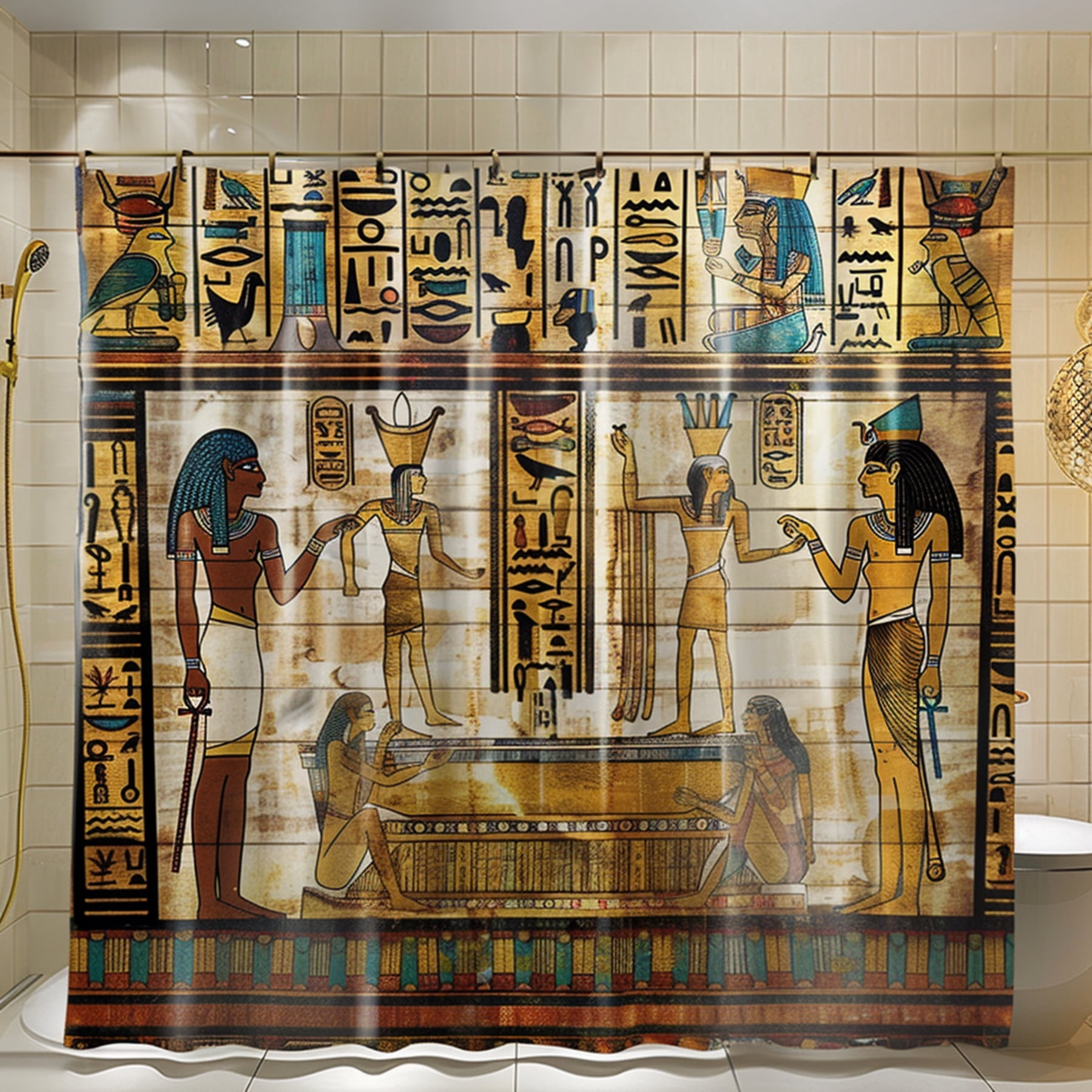 Egyptian Hieroglyphs Shower Curtain: Authentic Nile Valley Culture ...