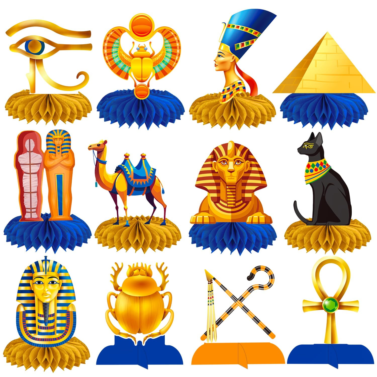 Egyptian Honeycomb Centerpieces 12PCS Egypt Pyramid Party Decorations ...