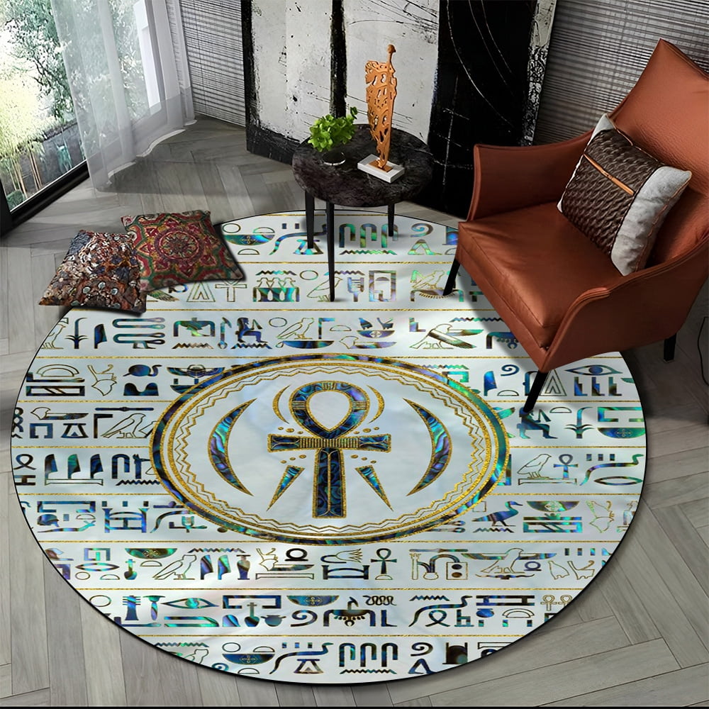 Egyptian Ideographic Symbols Eye of Horus Round Carpet Rug for Living ...